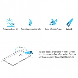 BUGNATO - Piatto doccia marmoresina effetto pietra Antracite Dimensioni ...